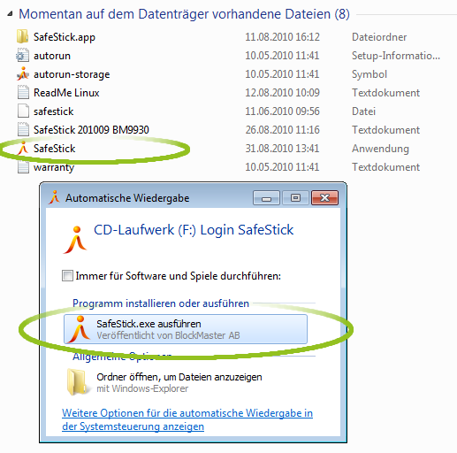 Blockmaster SafeStick – Einsatz unter Windows – GANEC GmbH
